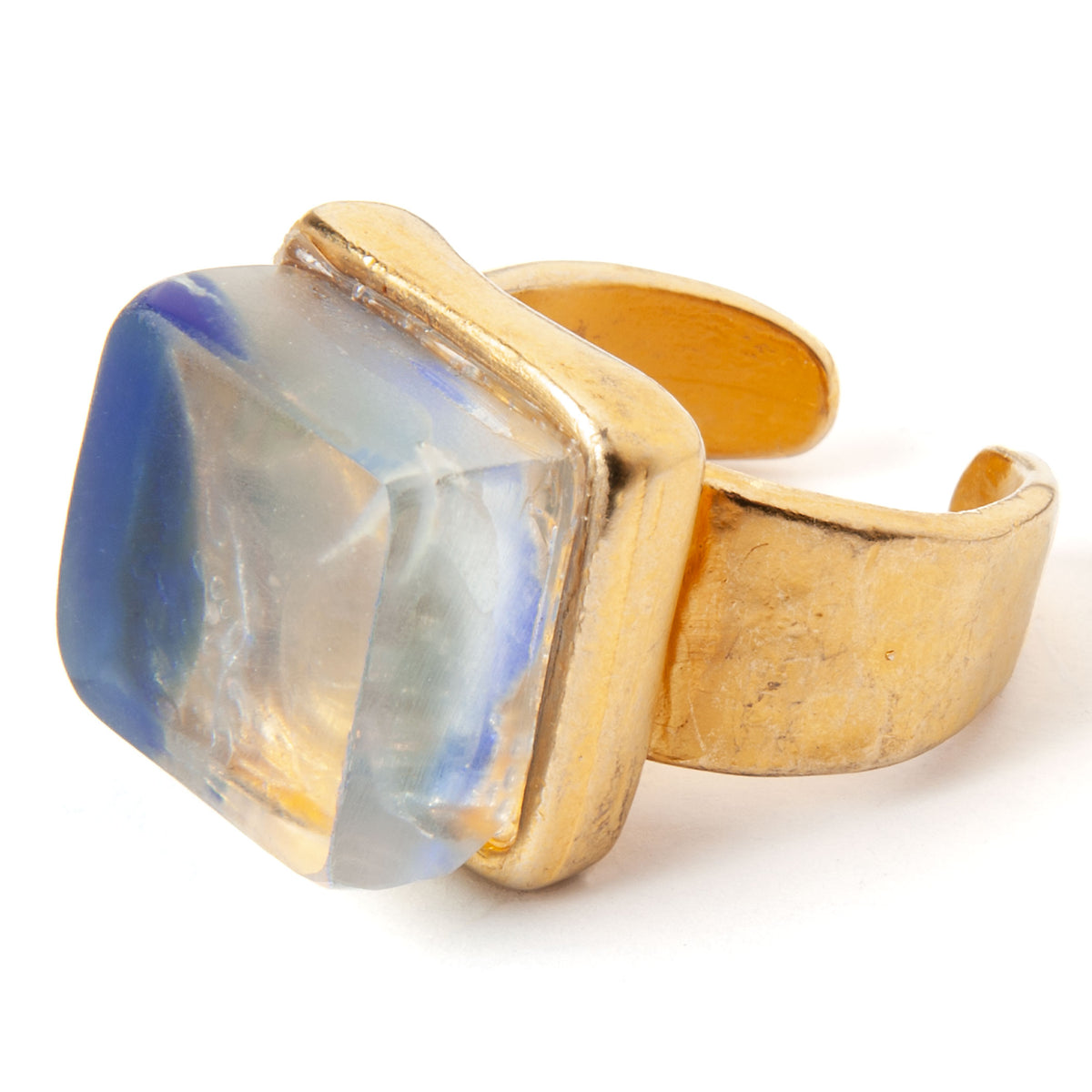 Ultimate Cocktail Ring: Cube Mosaic Glass Gold Ring by Smart Glass Jewelry
