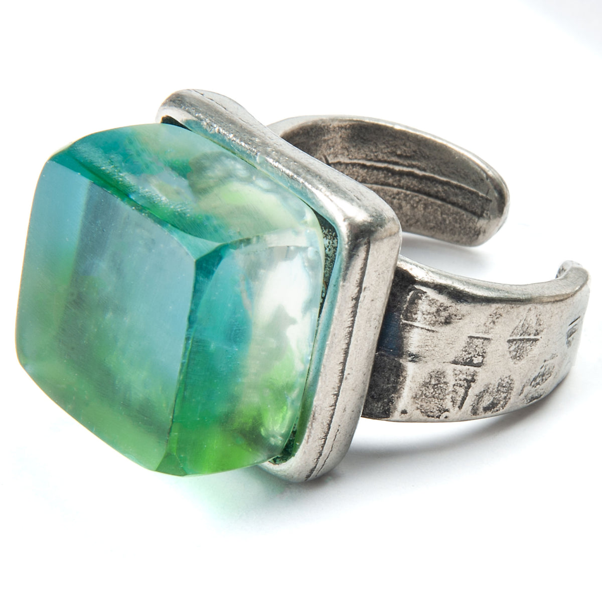 Ultimate Cocktail Ring: Cube Mosaic Glass Silver Ring by Smart Glass ...