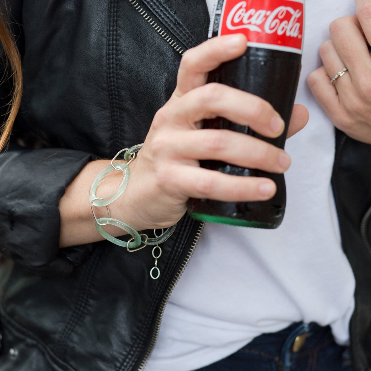 Recycled Coca-Cola Glass Circle Bracelet by Smart Glass Jewelry