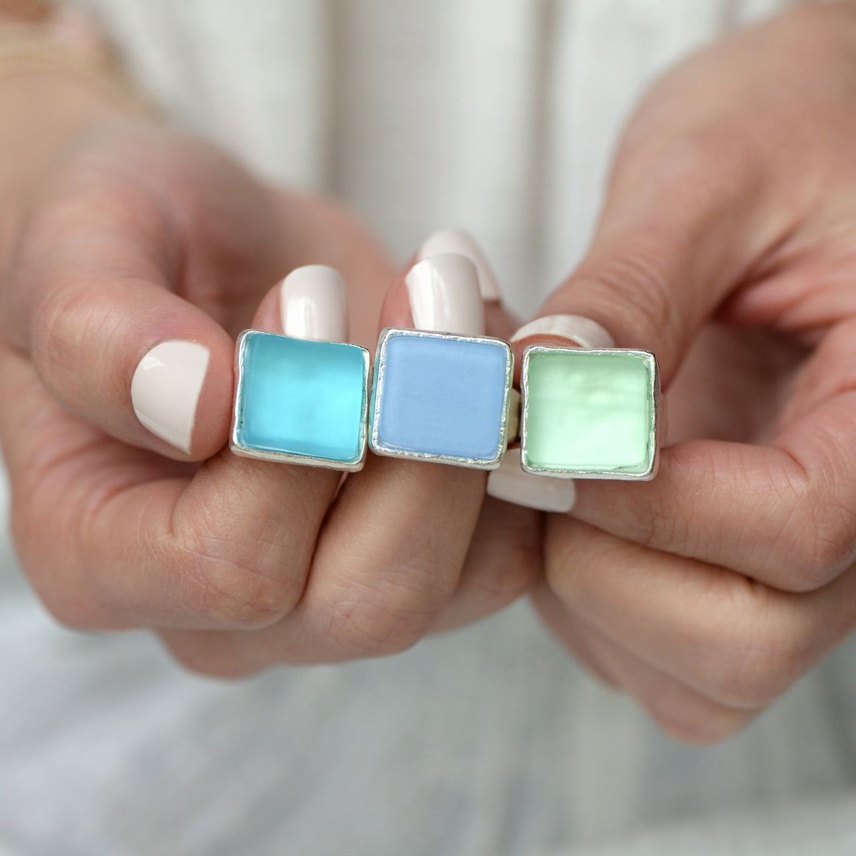 Ultimate Cocktail Ring: Cube Glass Silver Ring by Smart Glass Jewelry